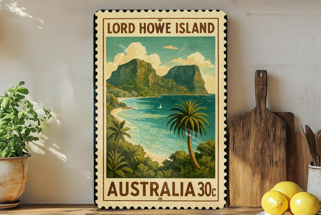 Lord Howe Island Australia Metal Sign – Vintage Travel Stamp Style Wall ...