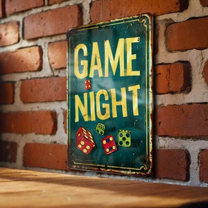 Game Night Vintage Style Metal Sign - Family Game Night, Board Games ...