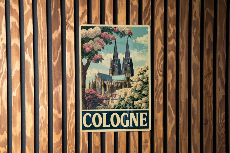 Retro Cologne Travel Poster Tin Sign – Vintage Germany Wall Art, Metal ...