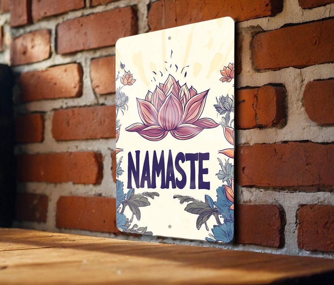 Namaste Metal Sign, Zen Yoga Studio Decor, Lotus Flower Art, Peaceful ...