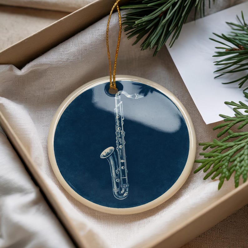 Bass Clarinet Ceramic Ornament Featuring Iconic Instrument Silhouette ...