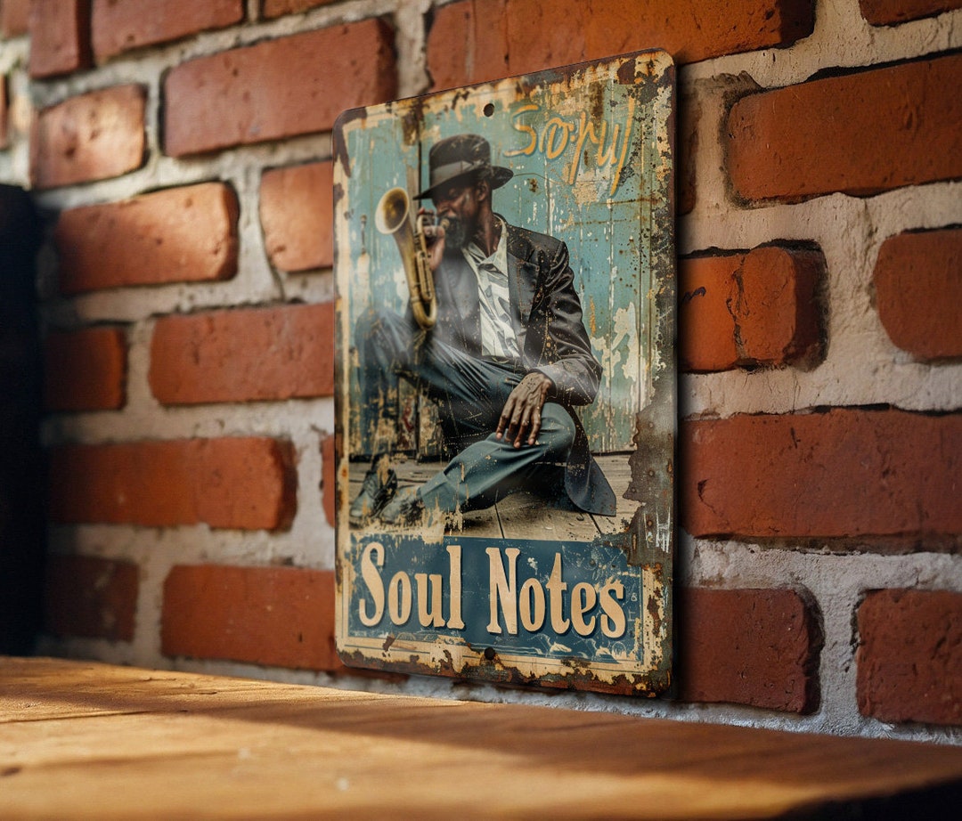 Jazz Musician Metal Sign, Soul Notes Decor, New Orleans Jazz, Vintage ...