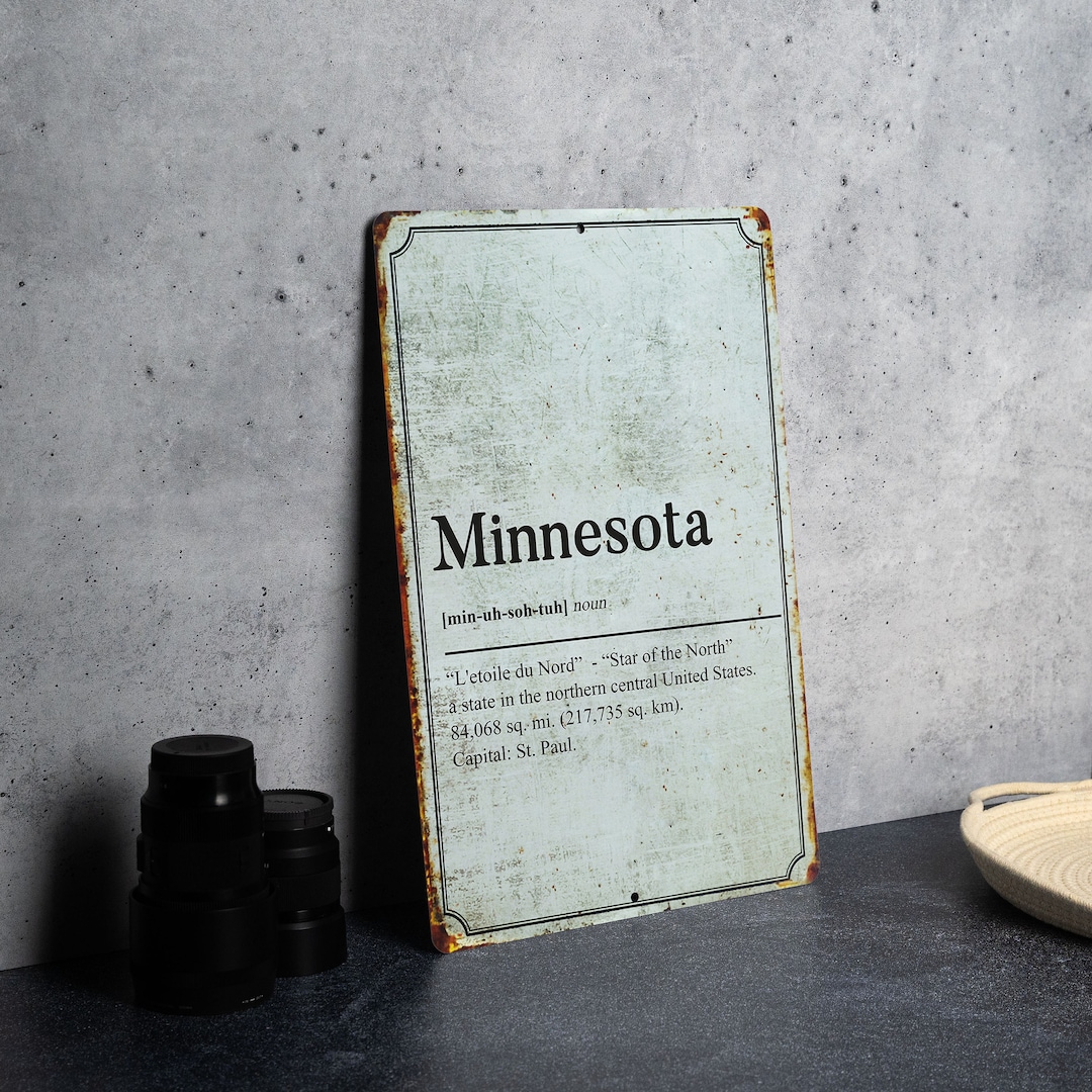 Minnesota State Definition - Metal Sign - State Decor - Minnesota State ...