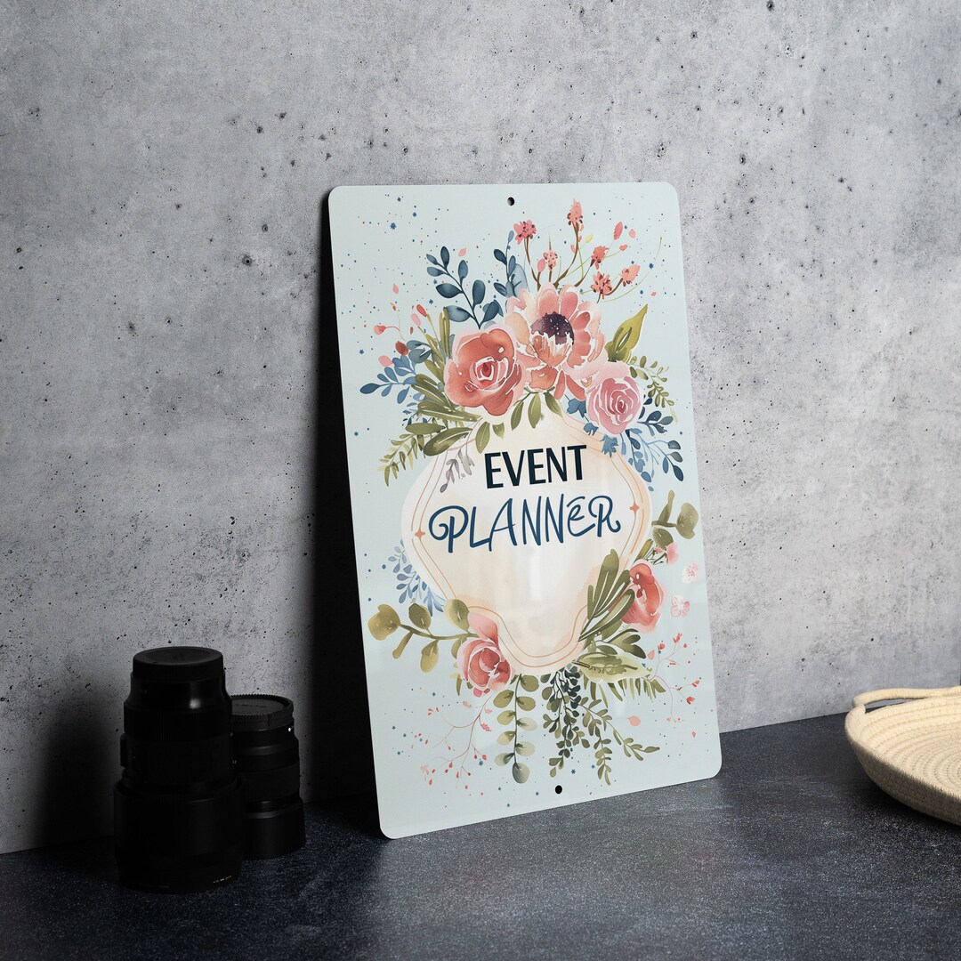 Event Planner Vintage Style Metal Sign: Clipboard Illustration, Soft ...