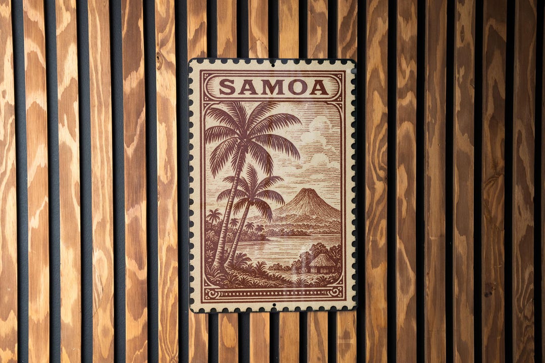 Samoa Stamp Metal Sign – Vintage Island Wall Art, Tropical Travel ...