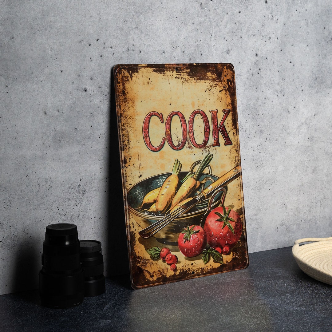 Vintage Cooking Sign, Funny Kitchen Decor, Metal Wall Art, Retro Home ...