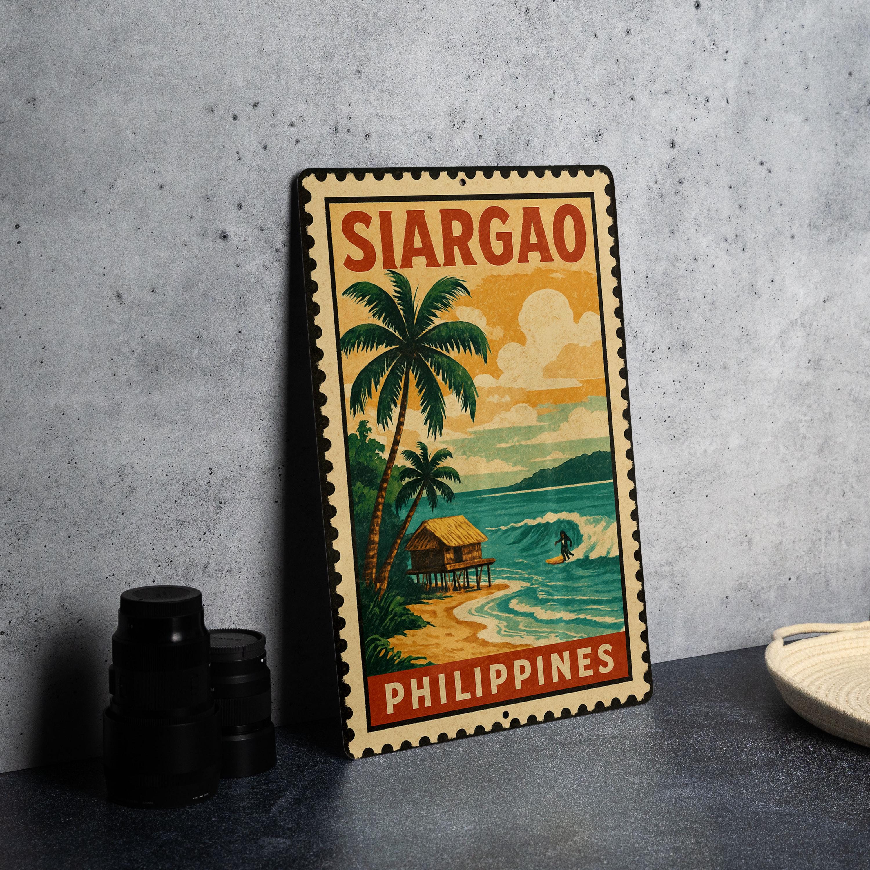 Siargao Philippines Metal Sign – Vintage Stamp Style Wall Art, Travel ...