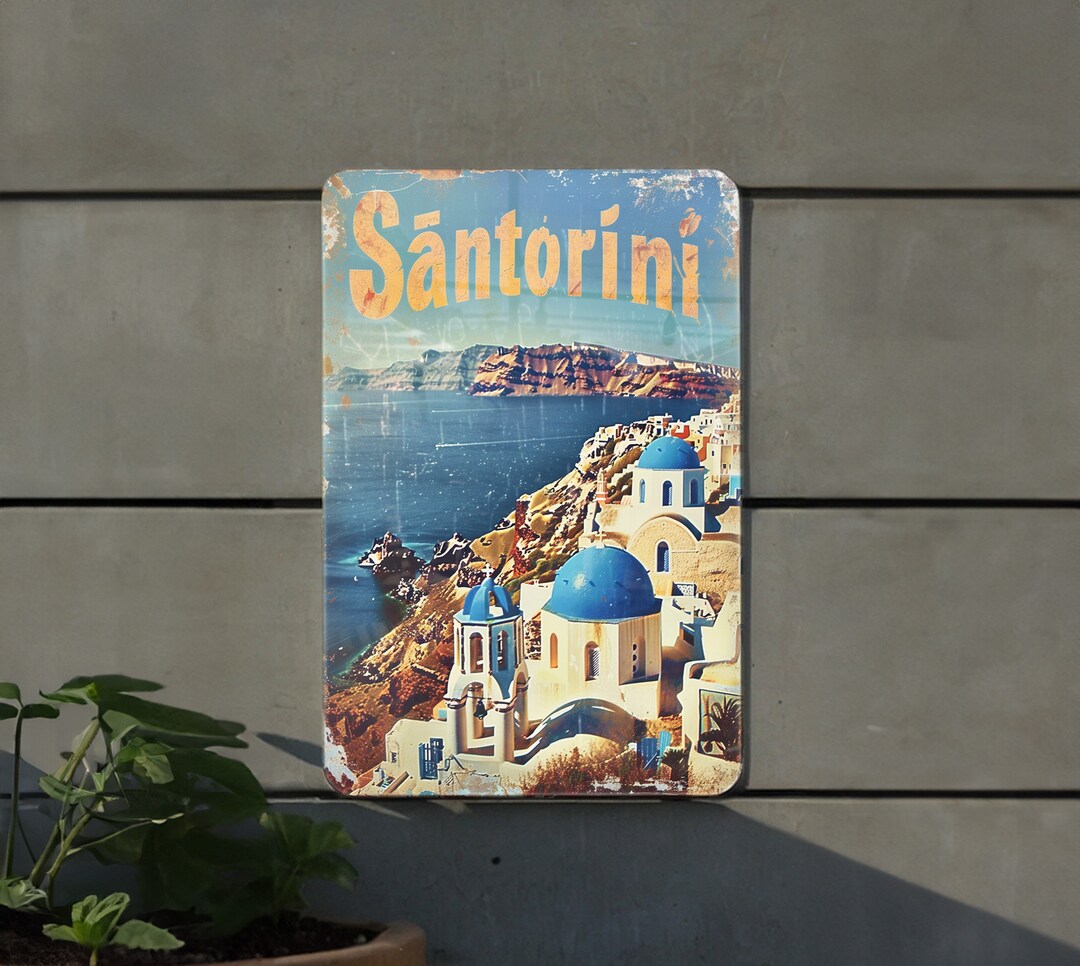 Santorini Greece Metal Sign, Vintage Style, Funny Wall Art, Home Decor ...
