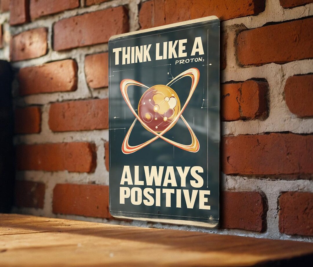 Vintage Science Poster, Atom Illustration, Think Like a Proton ...