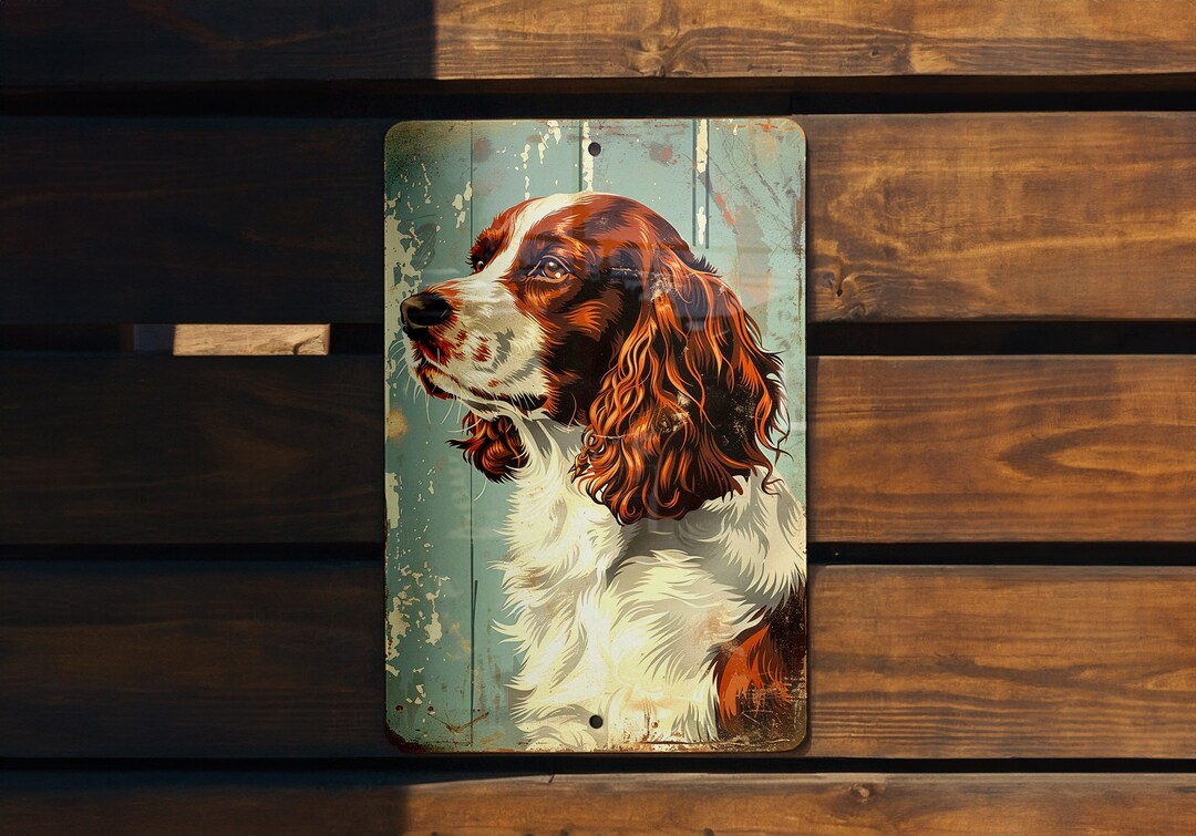 Welsh Springer Spaniel Sign, Vintage Style Metal, Aluminum Dog Plaque ...