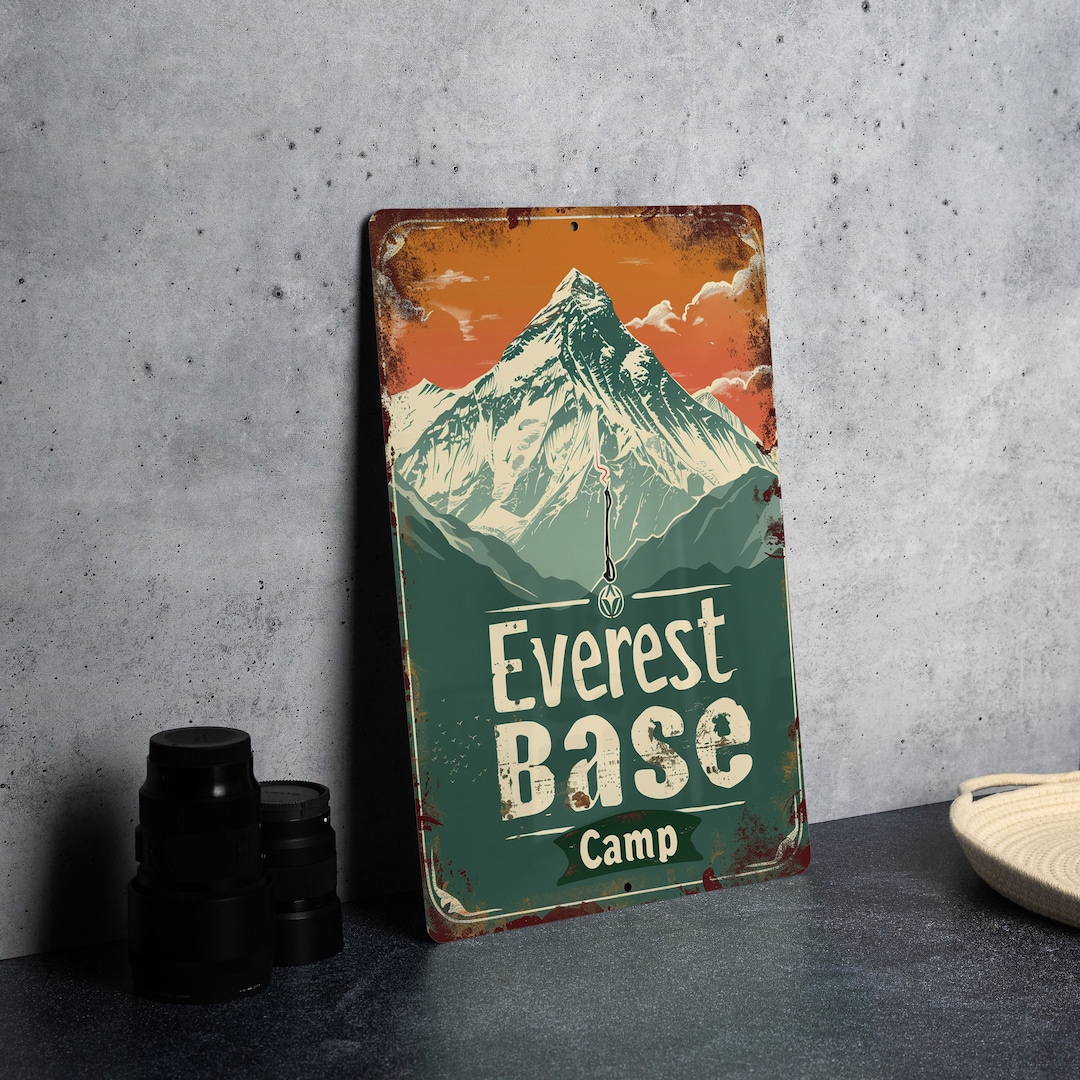 Everest Base Camp Metal Sign, Vintage Nepal Decor, Unique Gift Idea ...