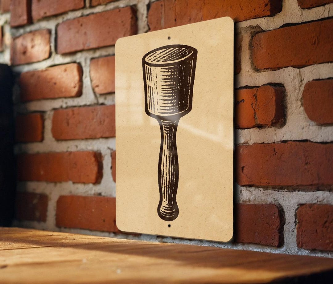 Carving Mallet Metal Sign – Vintage Workshop Decor, Blacksmith Tool ...