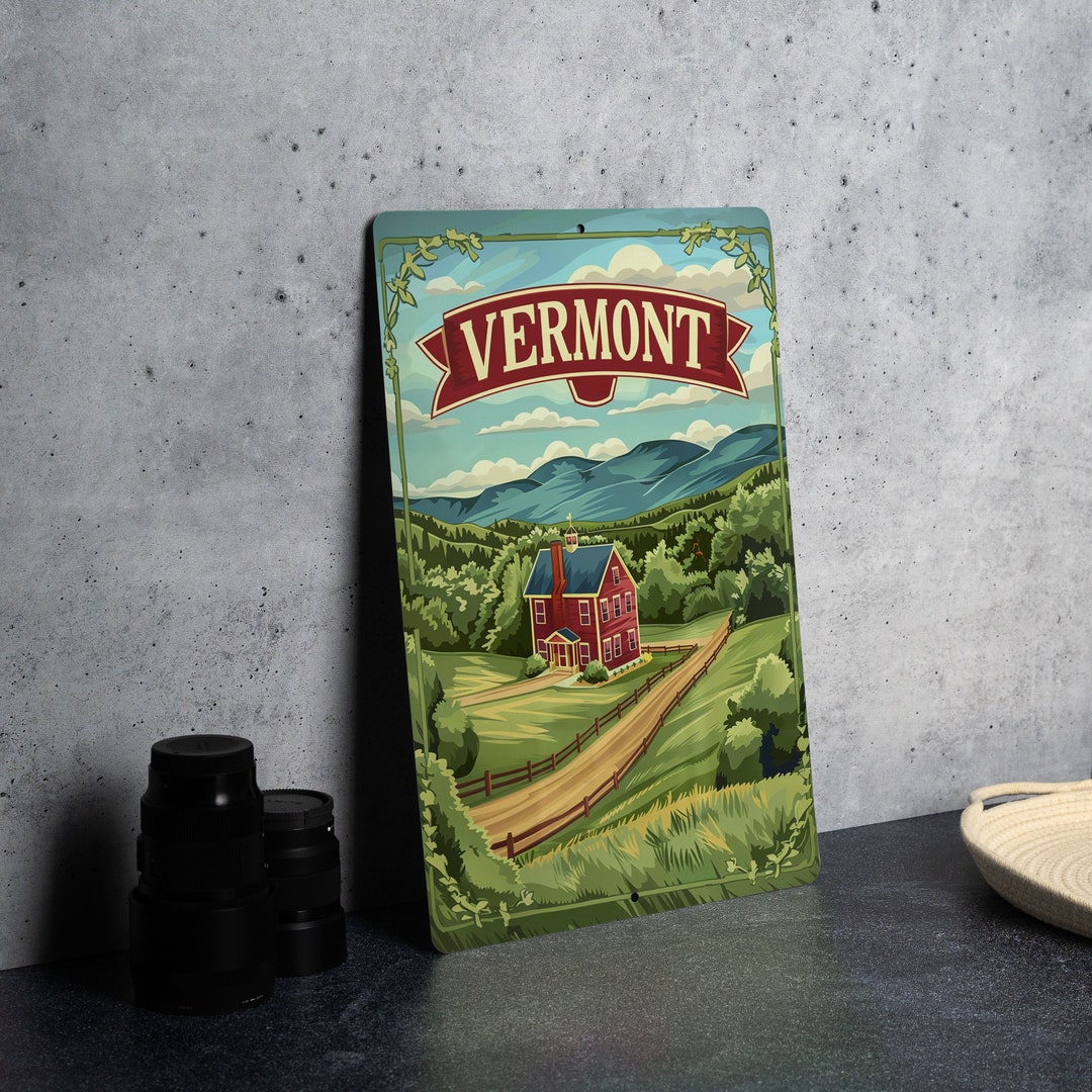 Retro Cartoon Vermont Visit Metal Sign - Unique Decor Retro Cartoon ...