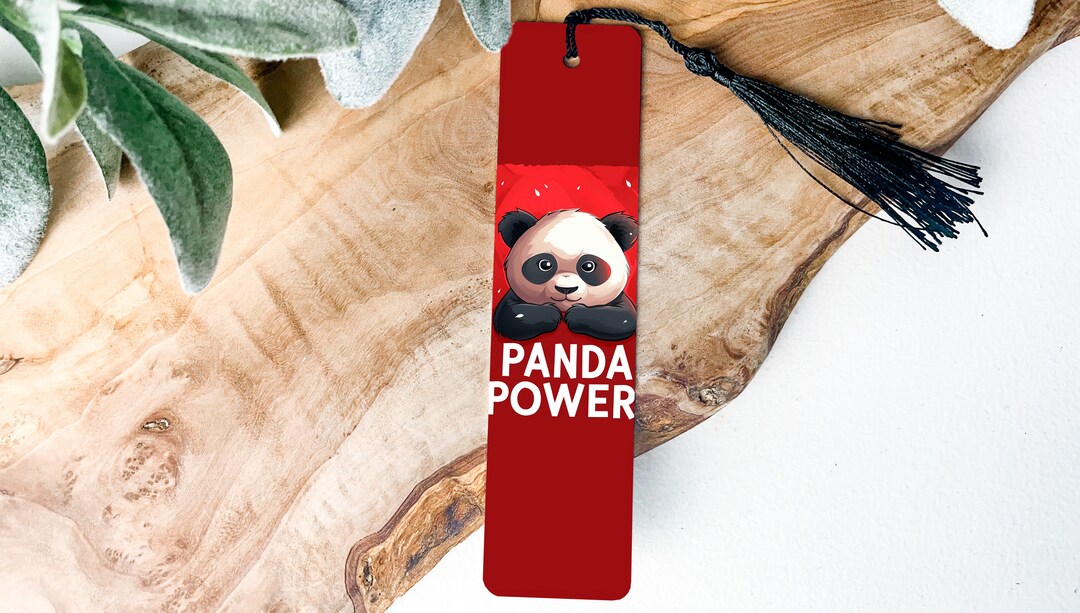 Panda Power Illustration, Cute Panda Bookmark, Metal Bookmark, Artistic ...
