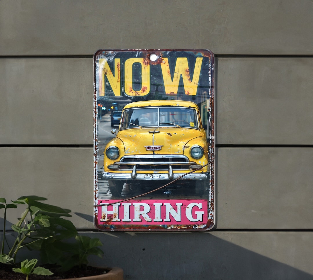 NOW HIRING Vintage Style Metal Sign, Job Recruitment, Retro Wall Decor ...