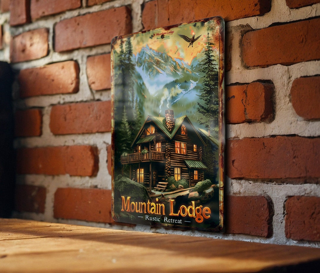 Mountain Lodge Metal Sign, Rustic Retreat, Log Cabin Decor, Vintage ...
