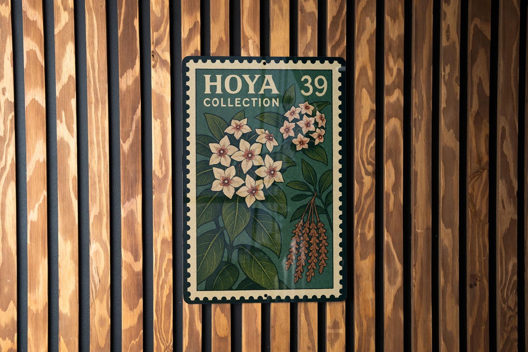 Hoya Plant Stamp Art Metal Sign – Vintage Botanical Wall Decor for ...