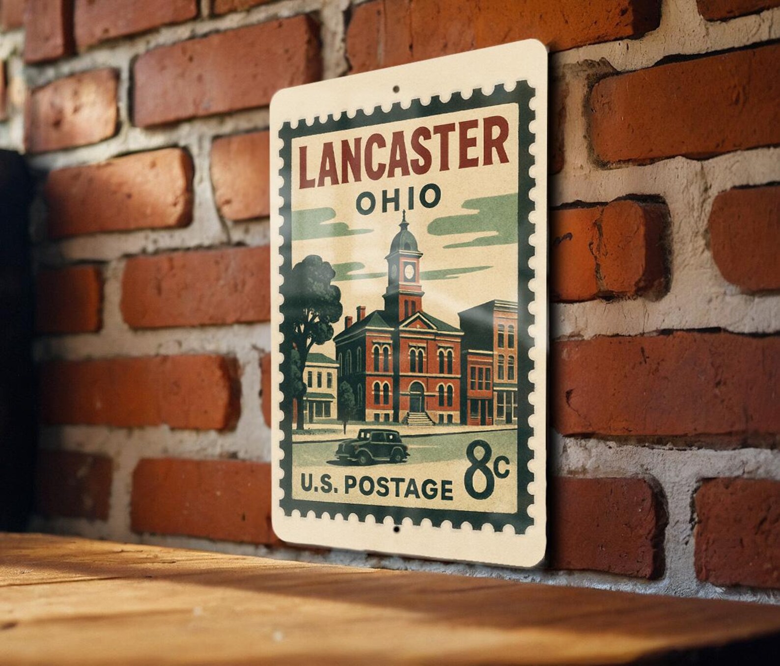 Lancaster Ohio Postage Stamp Metal Sign – Vintage-inspired City ...