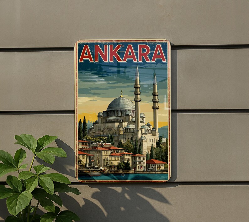 Retro Ankara Travel Poster Style Tin Sign – Vintage Metal Wall Art ...