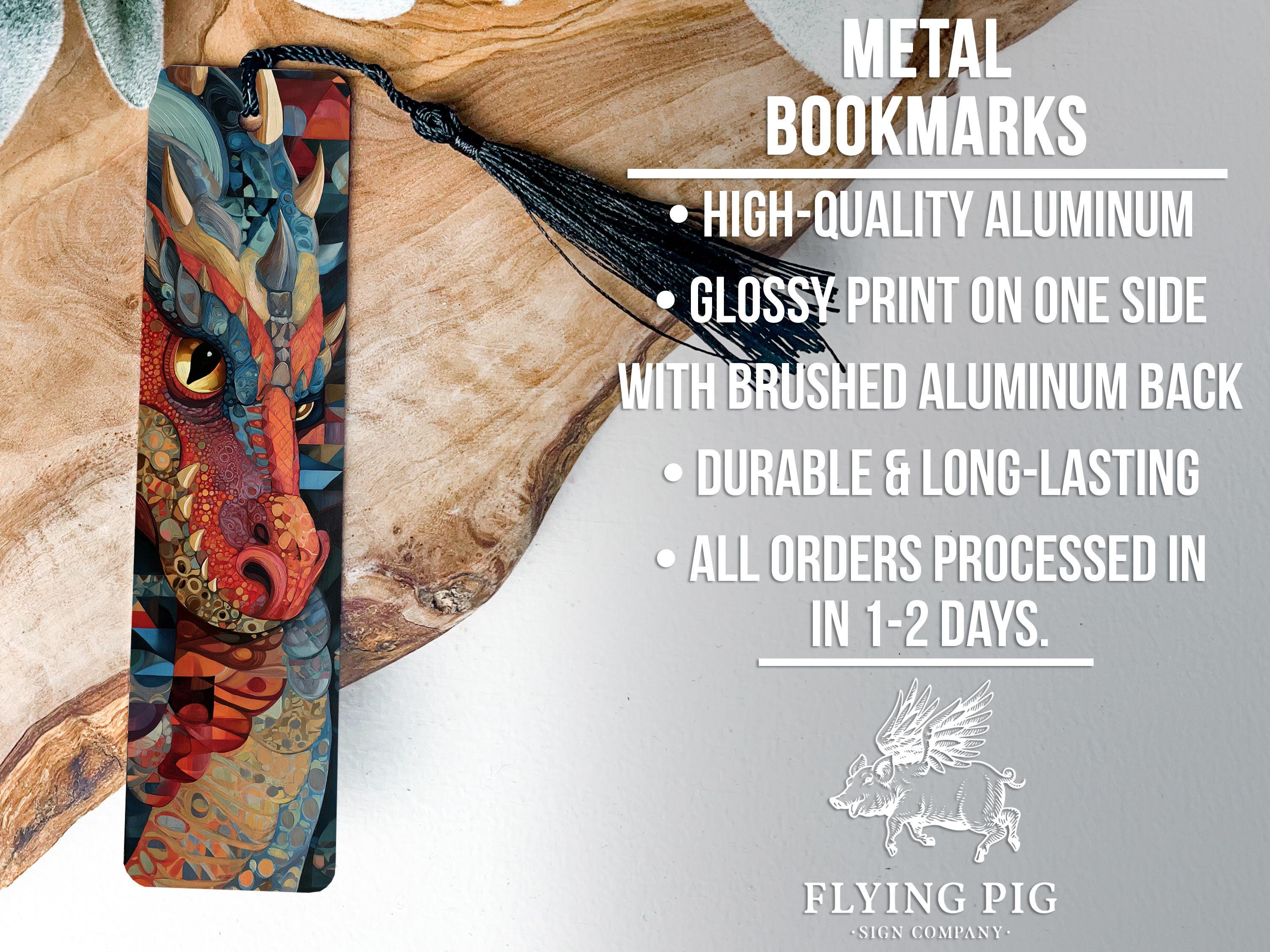Dragon Art Metal Bookmark – Cubist Oil Painting Illustration, Fantasy ...
