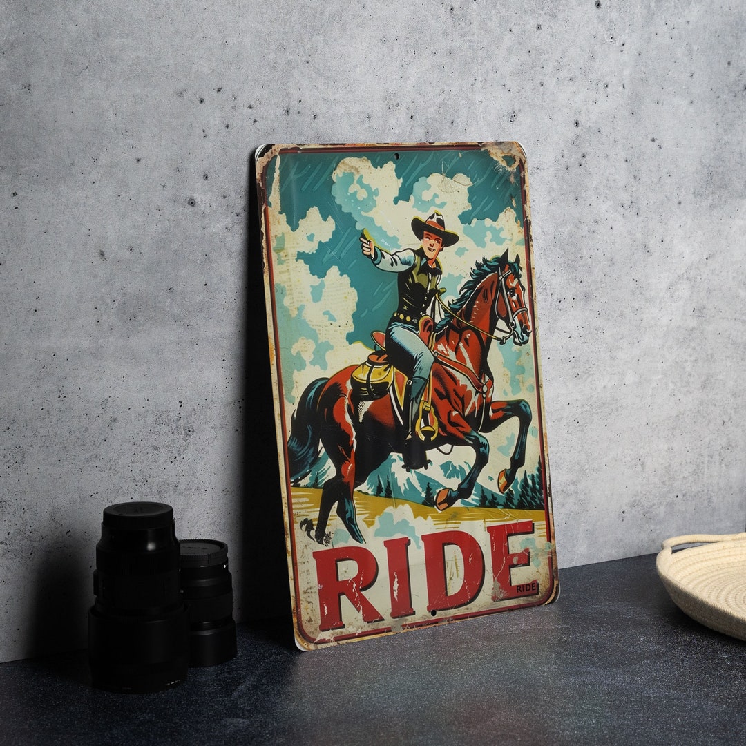 Vintage Horseback Riding Metal Sign, Funny RIDE Decor, Equestrian Gift ...