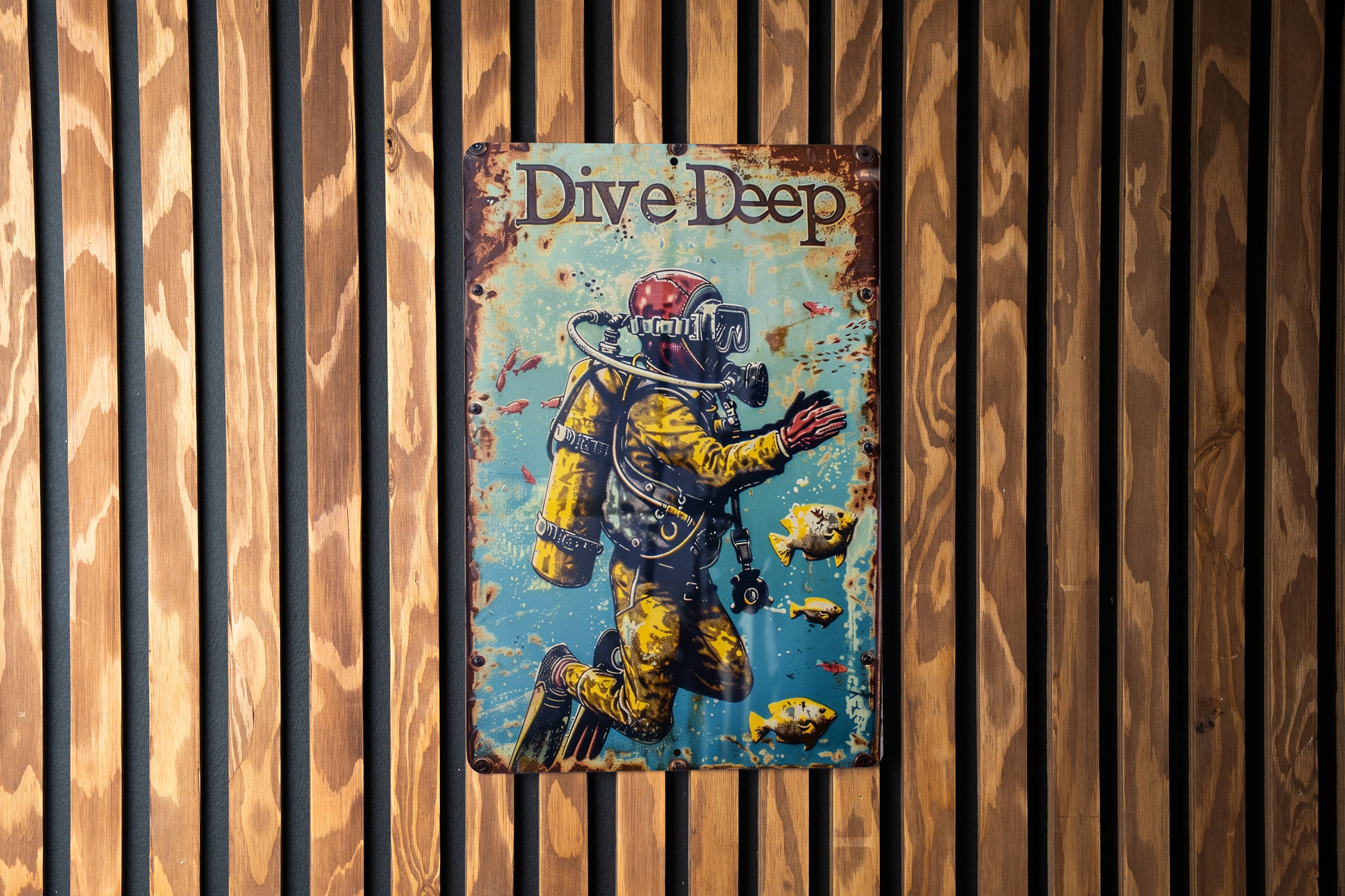 Vintage Scuba Diving Metal Sign, Dive Deep, Diver's Decor, Funny Wall ...