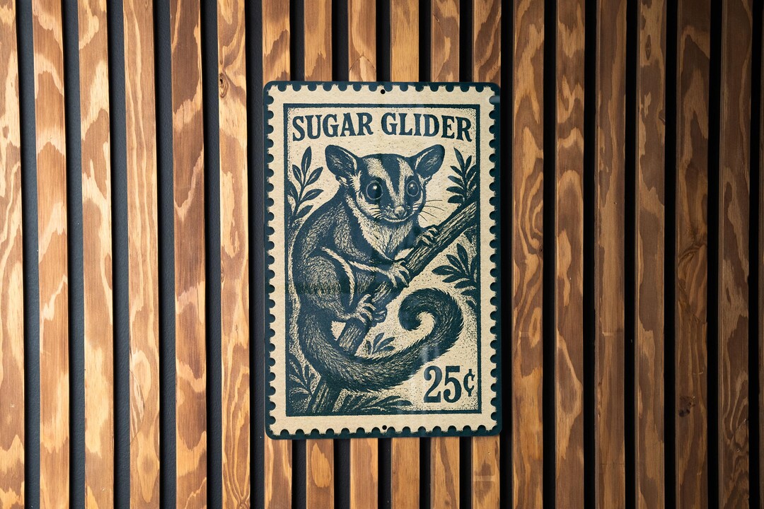Sugar Glider Metal Sign – Vintage Stamp Style Wall Art for Animal ...