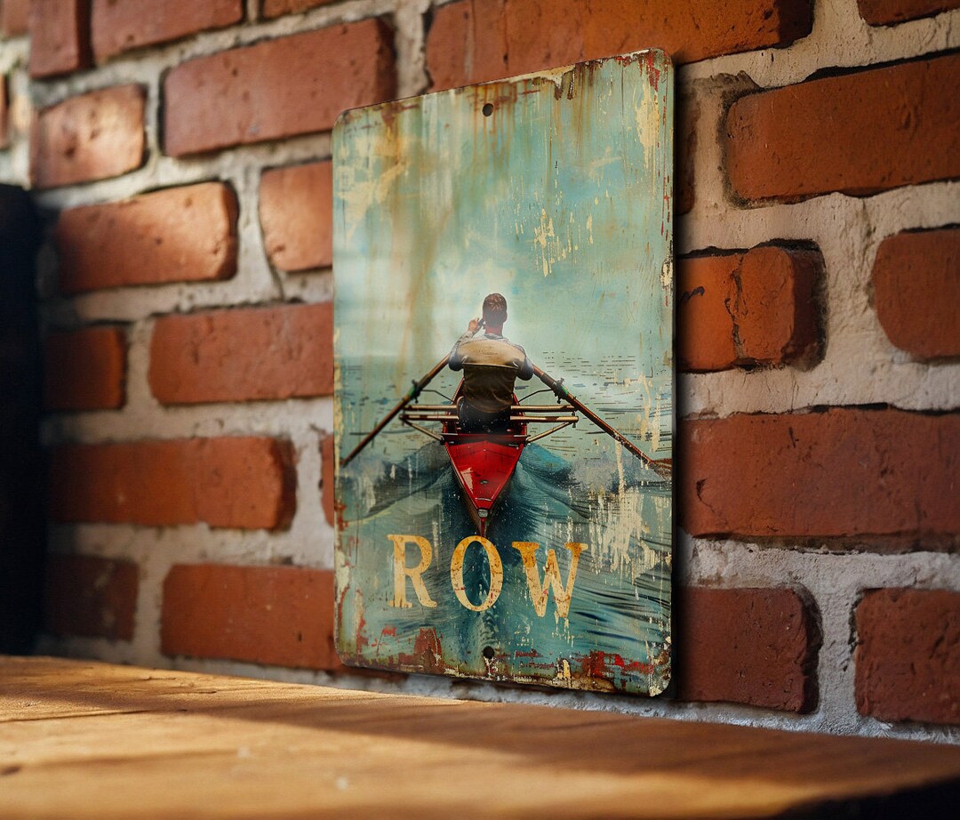 Vintage Rowing ROW Metal Sign, Aluminum Wall Decor, Retro Style Signage ...