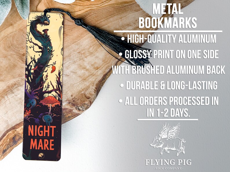 Metal Bookmark, Fantasy-themed, NIGHTMARE Text, Unique Book Accessory ...