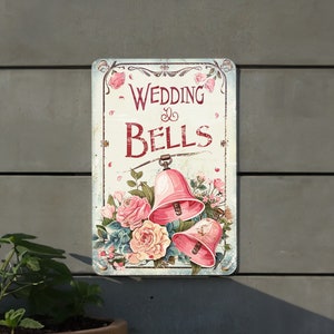 Wedding Bells Vintage Sign, Bell Illustration, Soft Pastels, Elegant ...