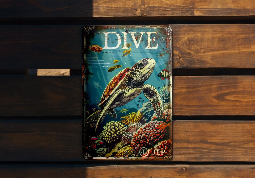 Vintage Aluminum Sign, DIVE DEEP, Retro Style, Metal Wall Decor ...