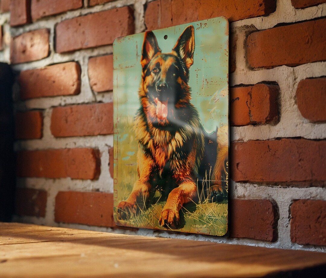 German Shepherd Metal Sign, Vintage Style, Funny Dog Decor, Wall Art ...