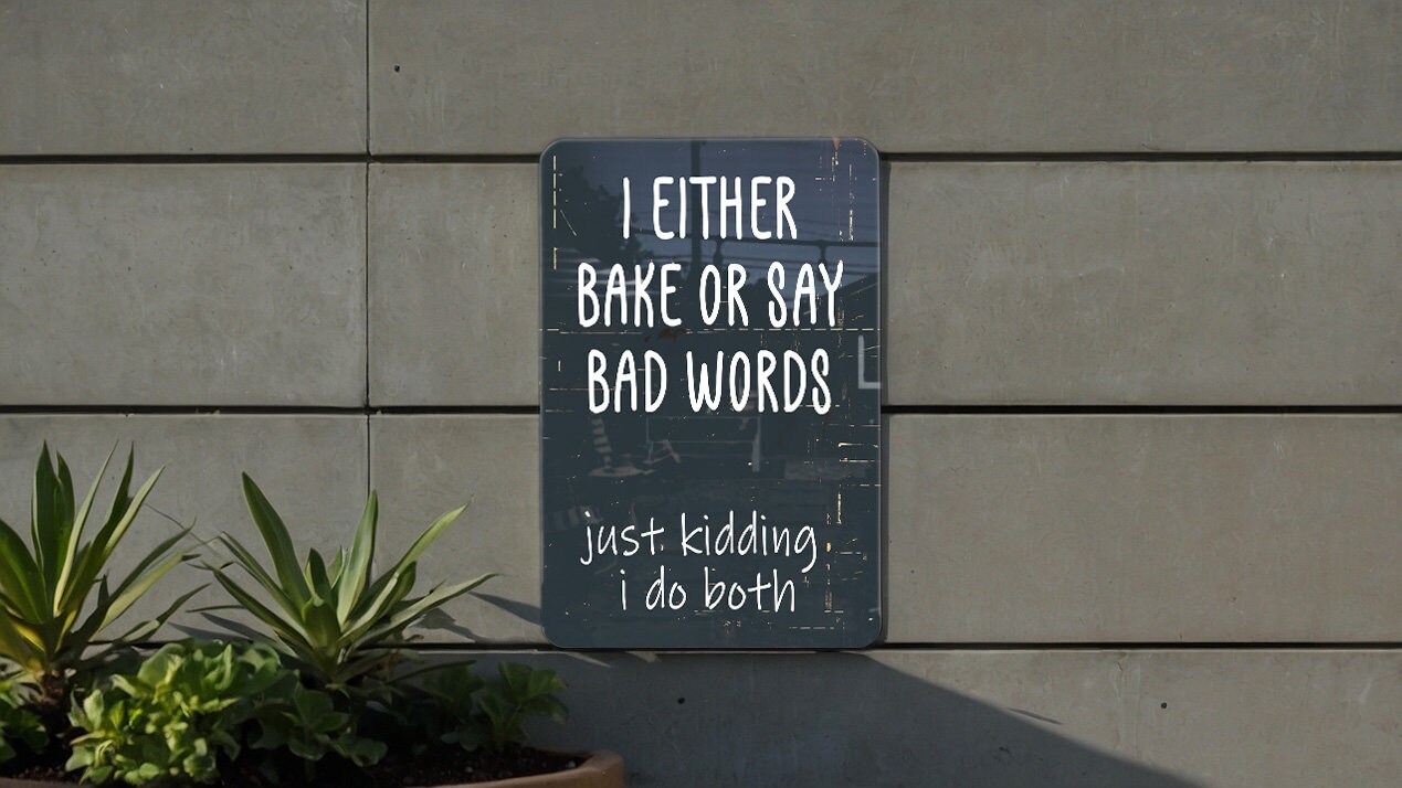 Metal Sign for Bakers, Funny Kitchen Decor, Bake or Curse, Unique Home ...