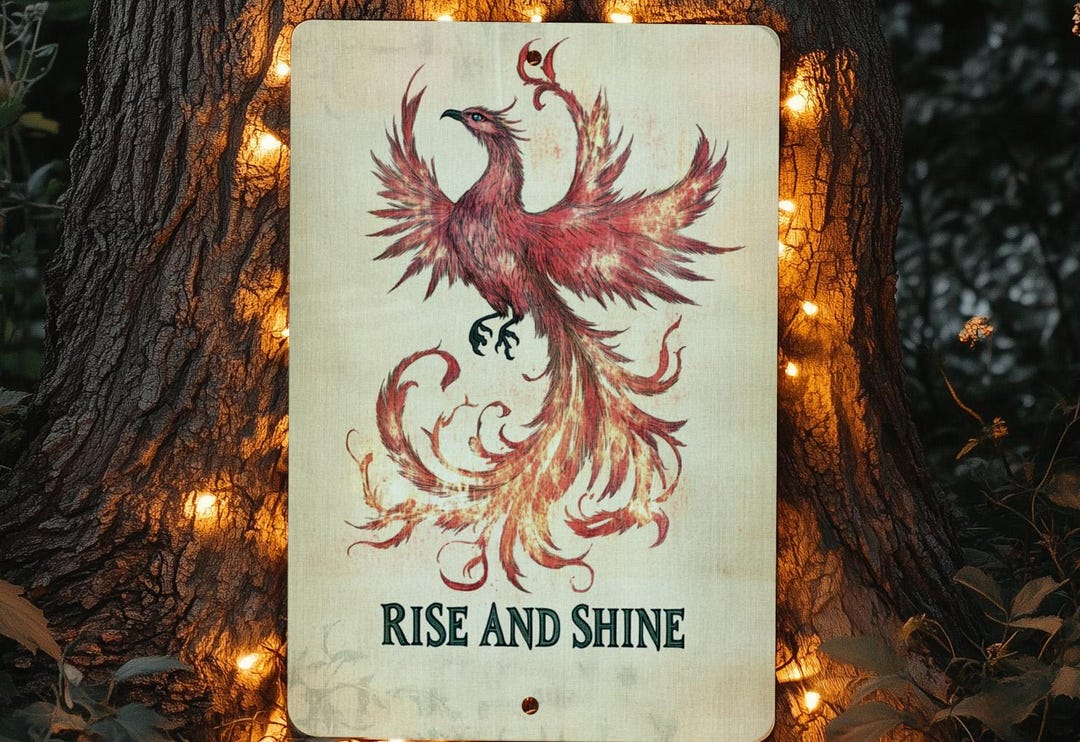 Fiery Phoenix Metal Sign, Red Blaze Wall Art, Textured Canvas Art ...