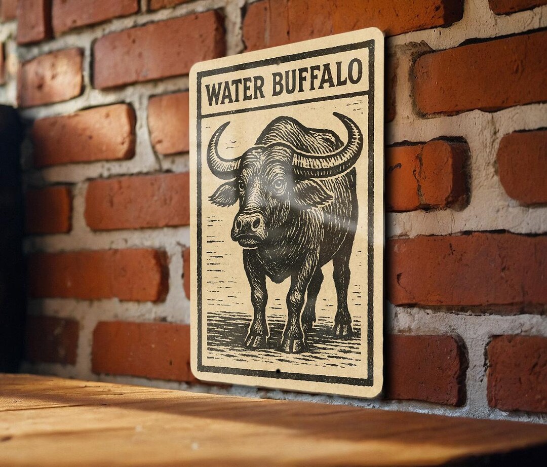Rustic Water Buffalo Metal Sign – Farmhouse Wall Art, Western Stamp ...