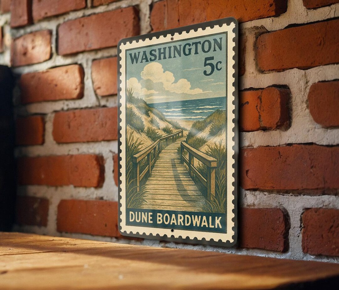 Washington Dune Boardwalks Metal Sign – Vintage Stamp Style Wall Art ...