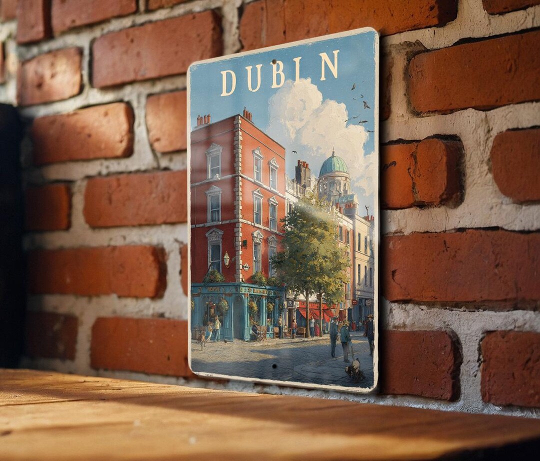 Retro Dublin Travel Poster Tin Sign – Vintage-style Irish Wall Art ...