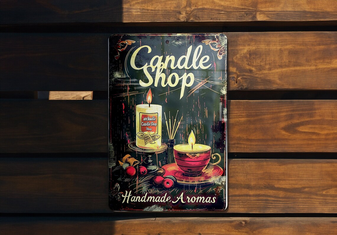 Handmade Candle Shop Metal Sign - Vintage Style, Aromas, Home Decor ...