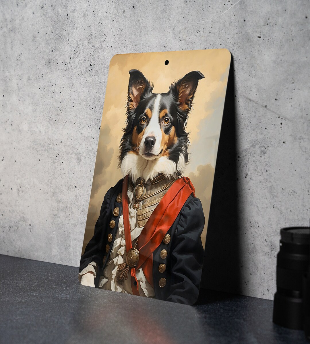 Fancy Victorian Border Collie Metal Sign - Elegant Portrait, Regal ...