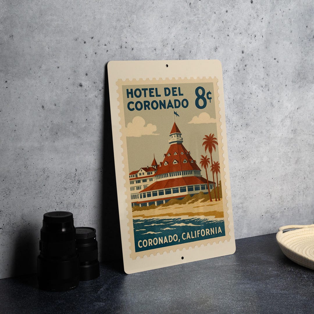 Hotel Del Coronado Metal Sign – Vintage Stamp Style Wall Art, Historic ...