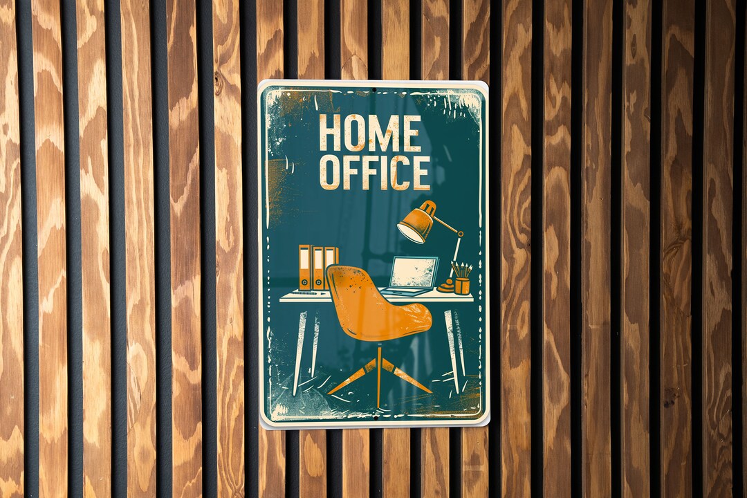 Vintage Home Office Sign, Desk Illustration, Neutral Tones, Minimalist ...