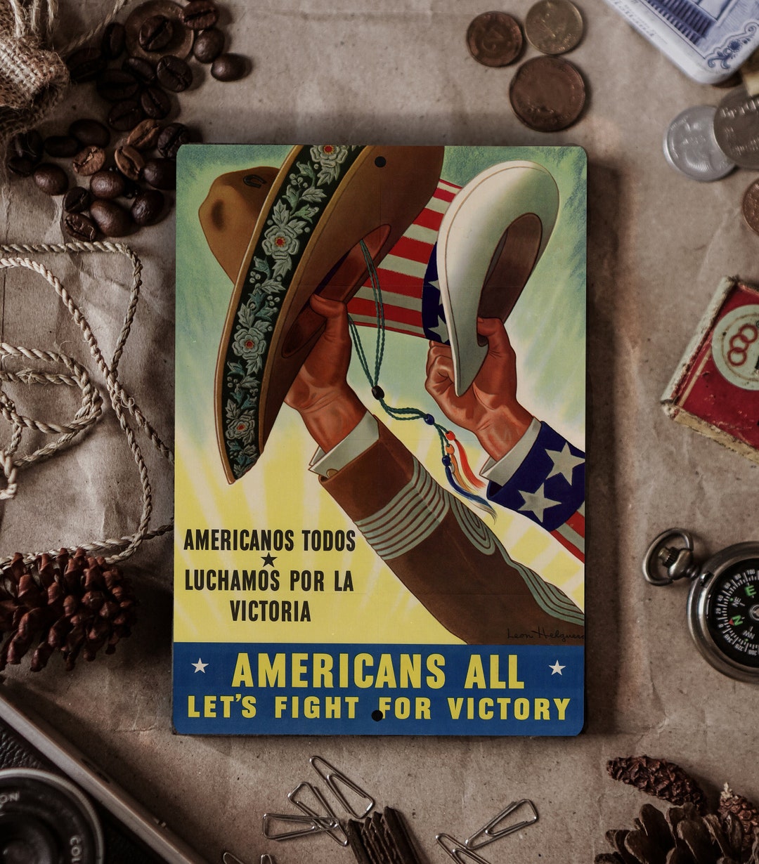Metal WW2 Texas Art Metal WW2 Propaganda Poster Fathers - Etsy