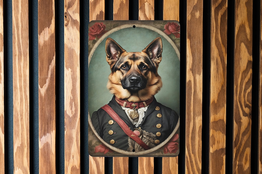 Victorian Portrait of a German Shepherd Metal Sign - Noble Dog Art ...