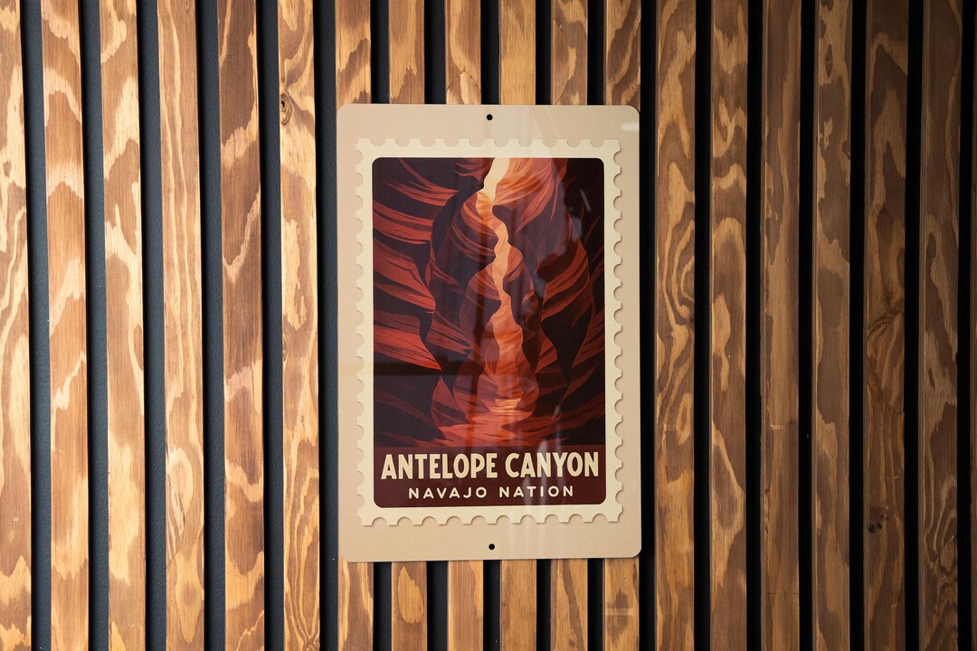 Antelope Canyon Metal Sign – Vintage Stamp Style Wall Art, Navajo ...