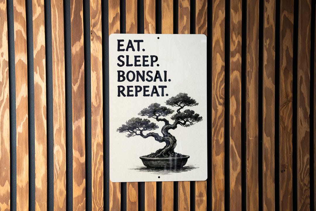 Eat Sleep Bonsai Repeat Metal Sign – Sumi Ink Style Wall Decor ...