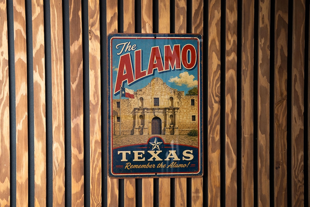 The Alamo Texas Vintage Style Metal Sign, San Antonio Landmark Wall ...