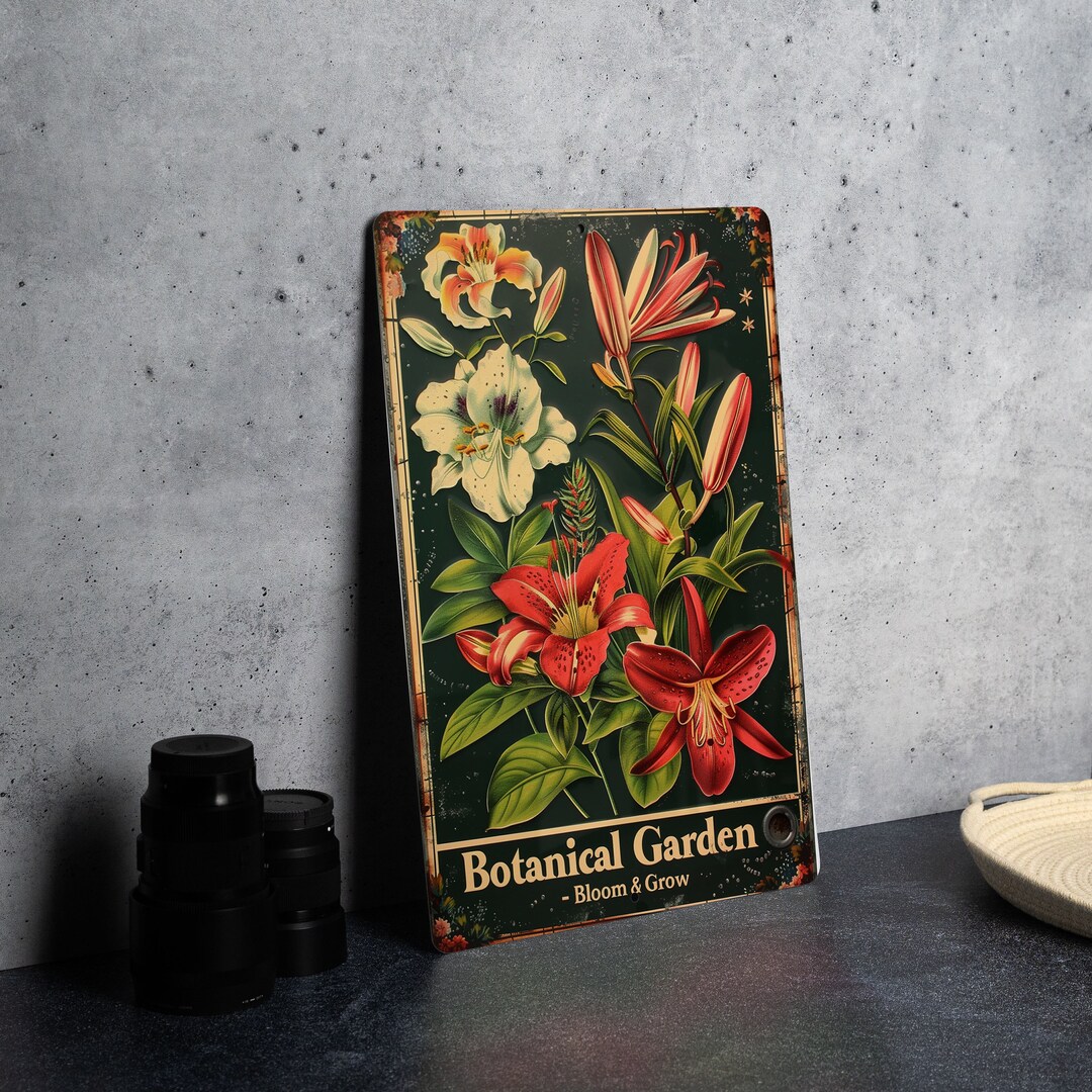 Botanical Garden Sign, Vintage Style, Bloom & Grow, Aluminum Decor ...