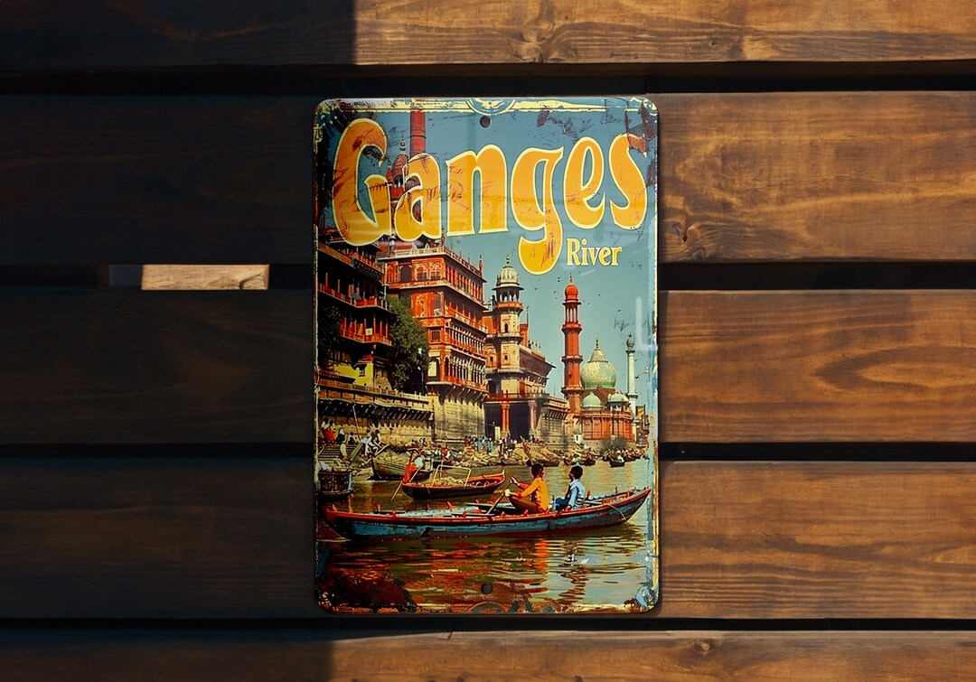 Vintage Ganges River Metal Sign, India Decor, Retro Wall Art, Unique ...