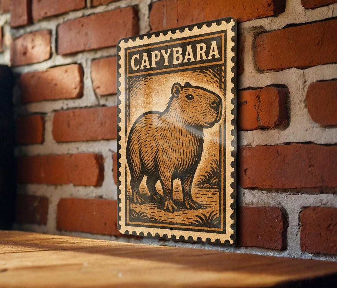 Capybara Metal Sign | Retro Stamp Style Wall Art Decor | Animal Lover ...