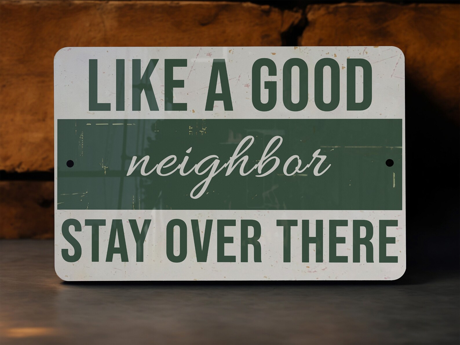 Metal Sign "like A Good Neighbor Stay Over There", Home Decor, Wall Art ...